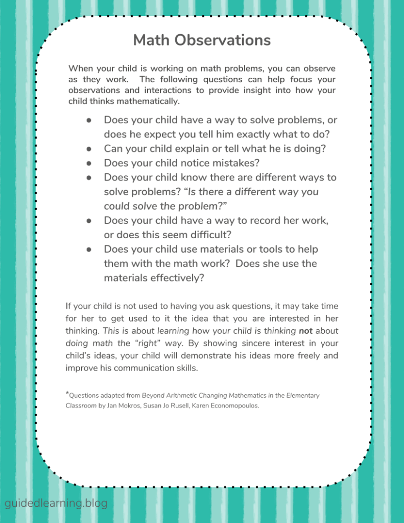 Helping Your Child with Math ~ Questions to Ask